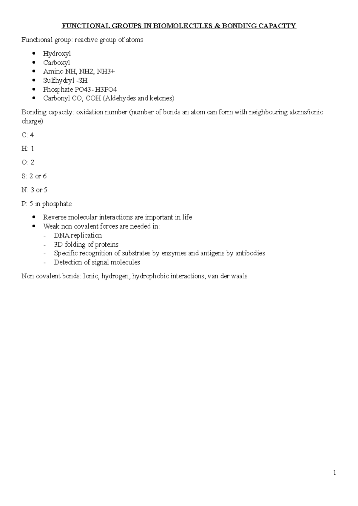 2 Biomolecules and Bonding - FUNCTIONAL GROUPS IN BIOMOLECULES ...