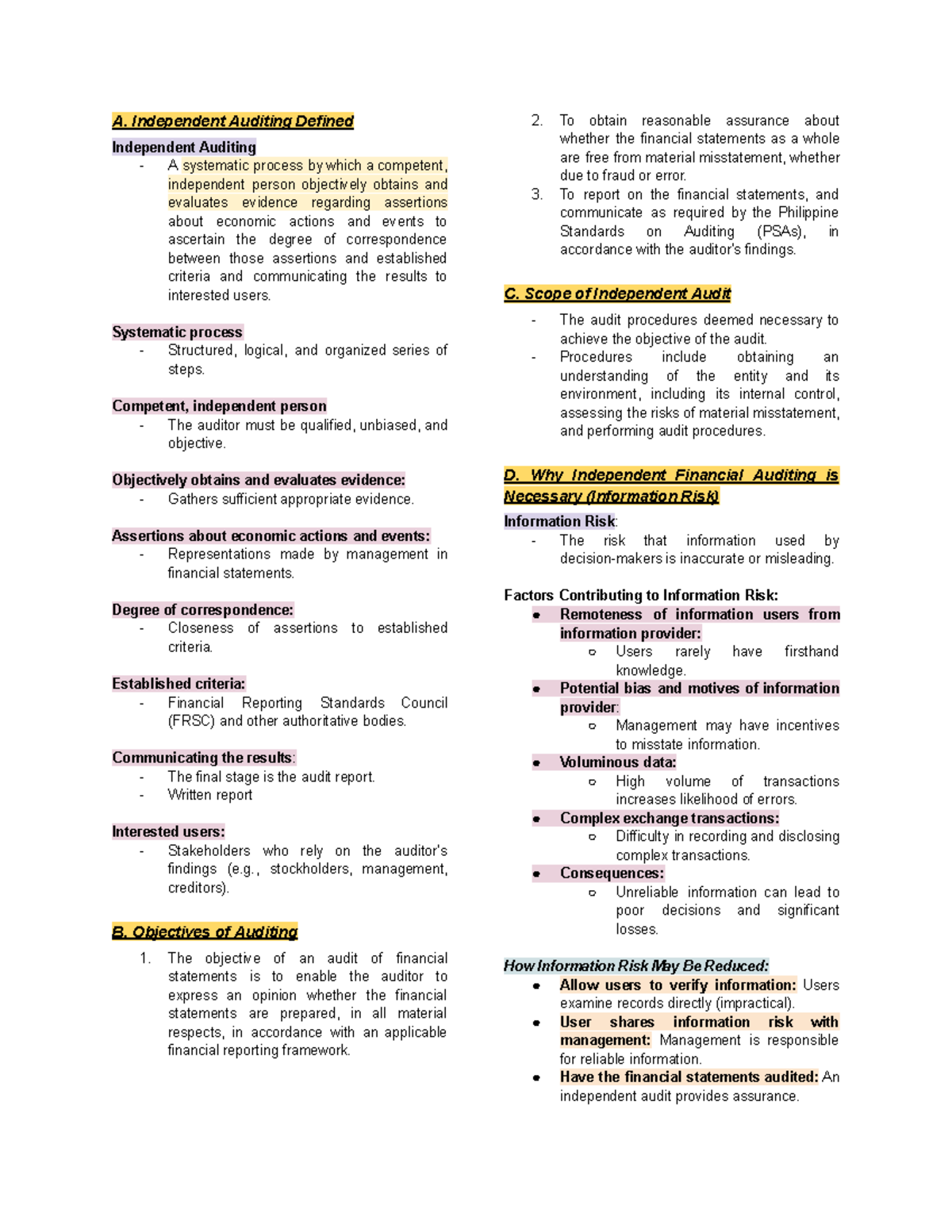 Independent Auditing: Key Concepts and Objectives Explained - Studocu