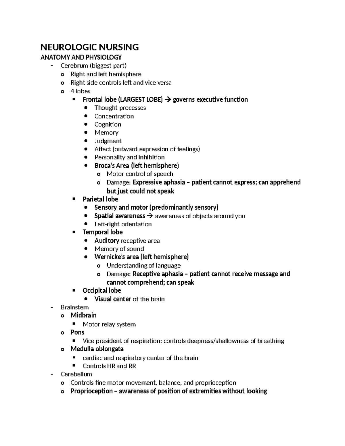Neurology Notes: Anatomy & Physiology of the Cerebrum and Disorders ...