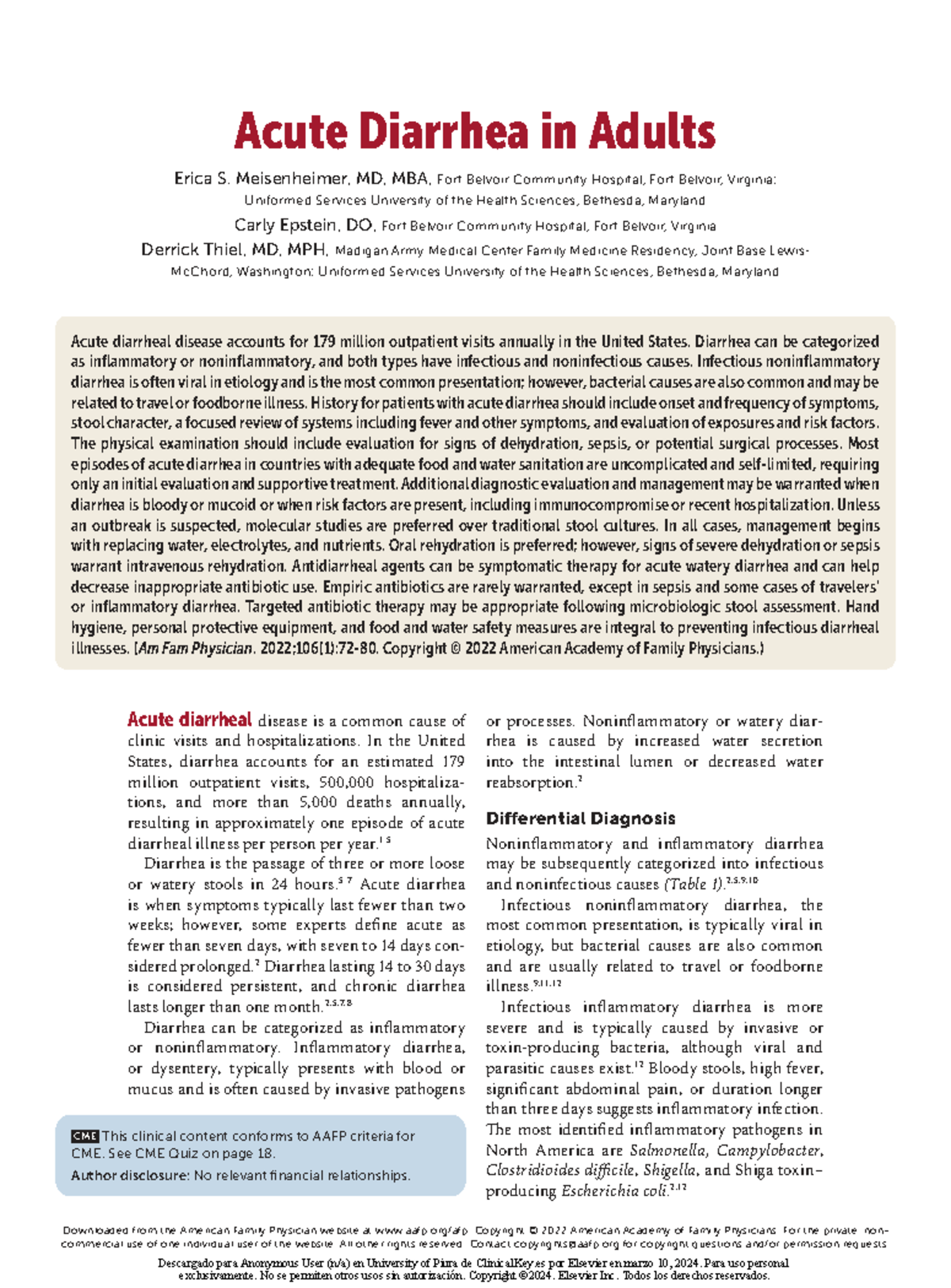 Acute Diarrhea in Adults: Clinical Insights and Management Strategies ...