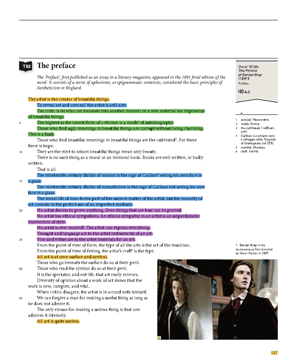 T82 Final Exam Notes on Oscar Wilde's The Picture of Dorian Gray - Studocu