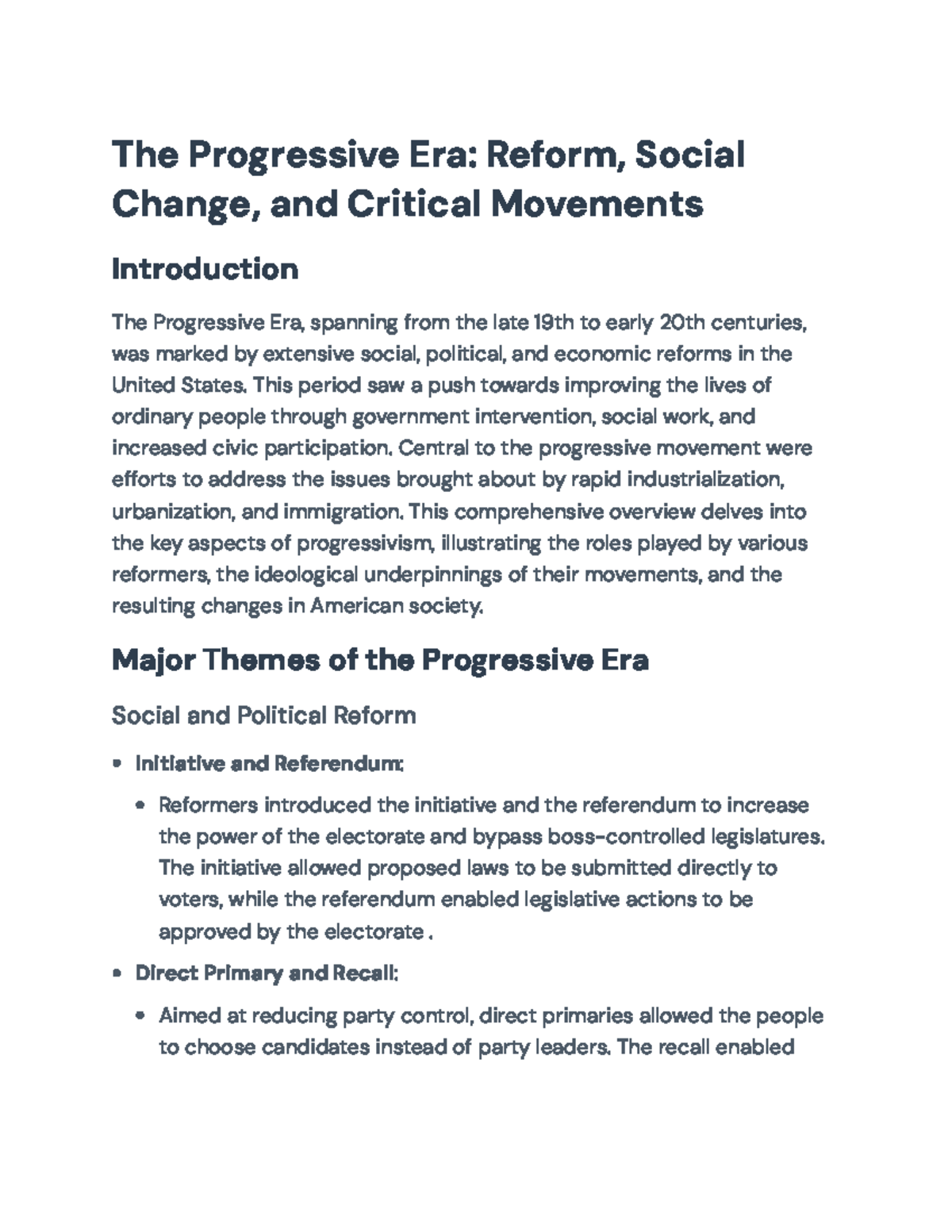The Progressive Era: Key Reforms and Social Movements Overview - The ...