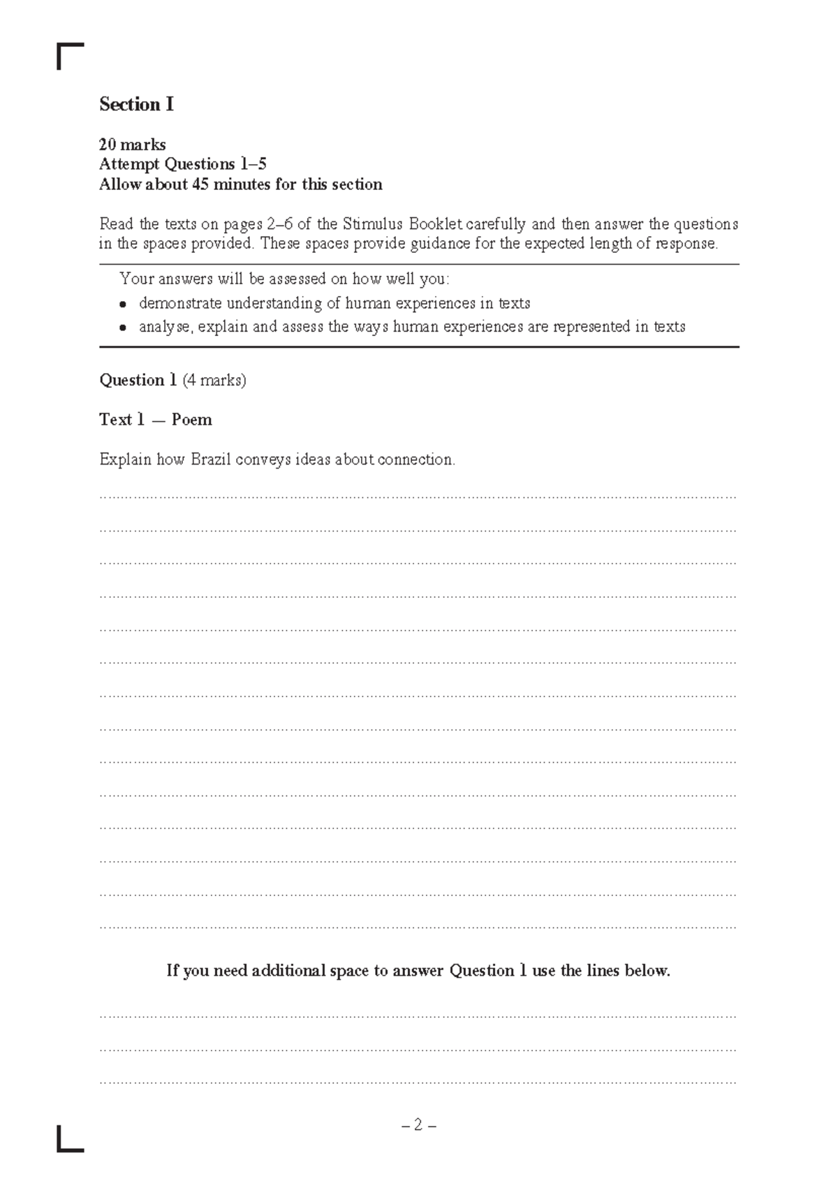 2024 HSC English Standard Paper 1 - Poem Analysis Questions - Studocu