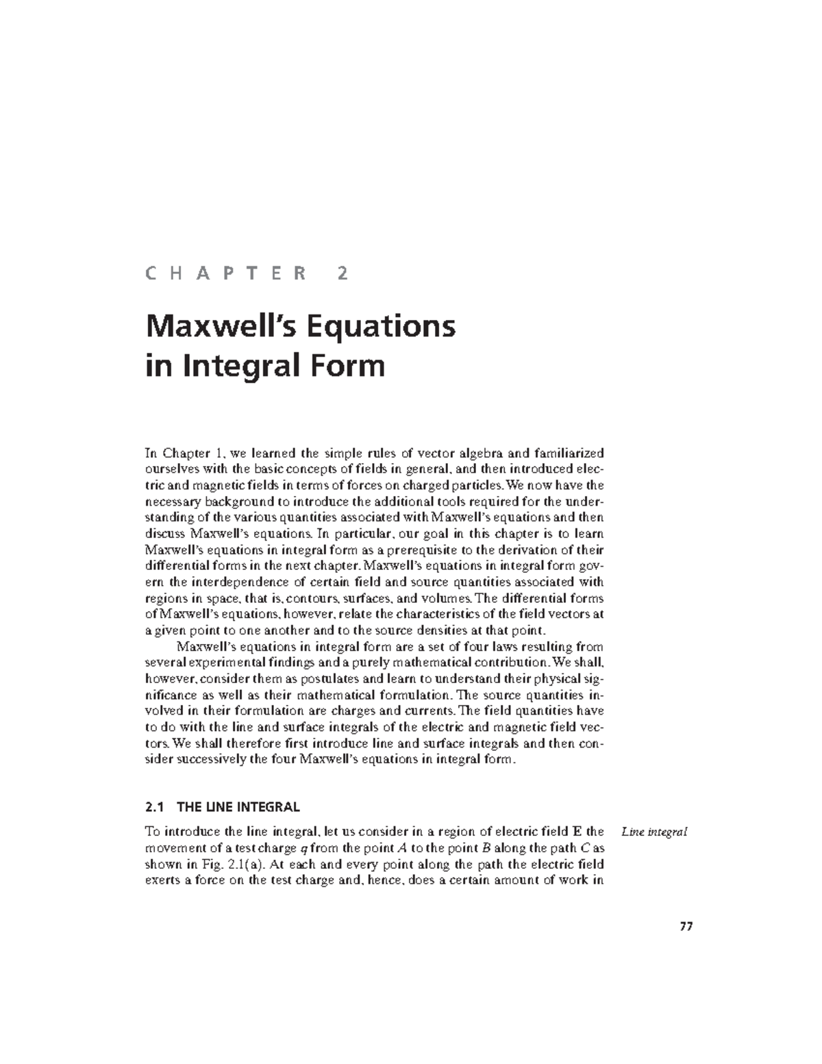 Chapter 2: Understanding Maxwell's Equations in Integral Form - Studocu