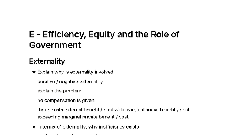 Econ 16 & 22: Externalities, Inequality, and Economic Performance Notes ...