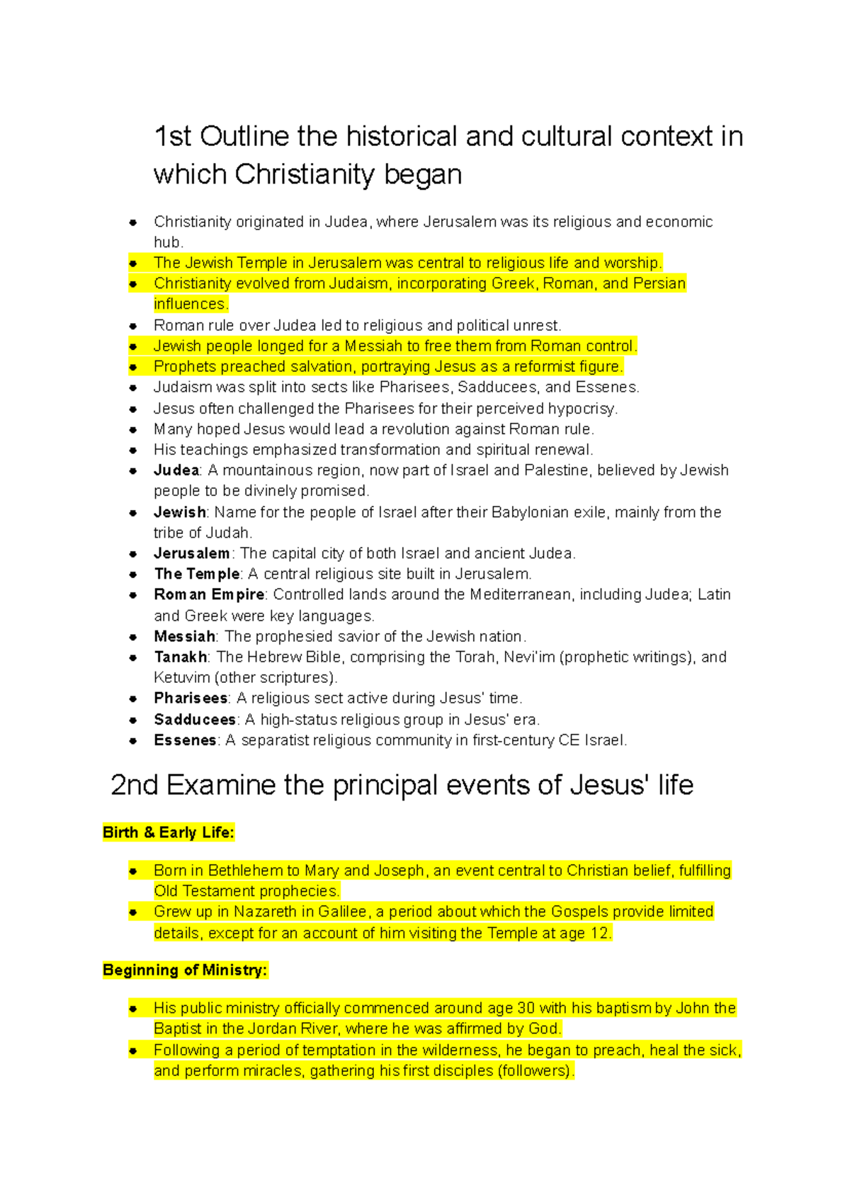 Christianity Study Notes: Historical Context, Key Events, and ...
