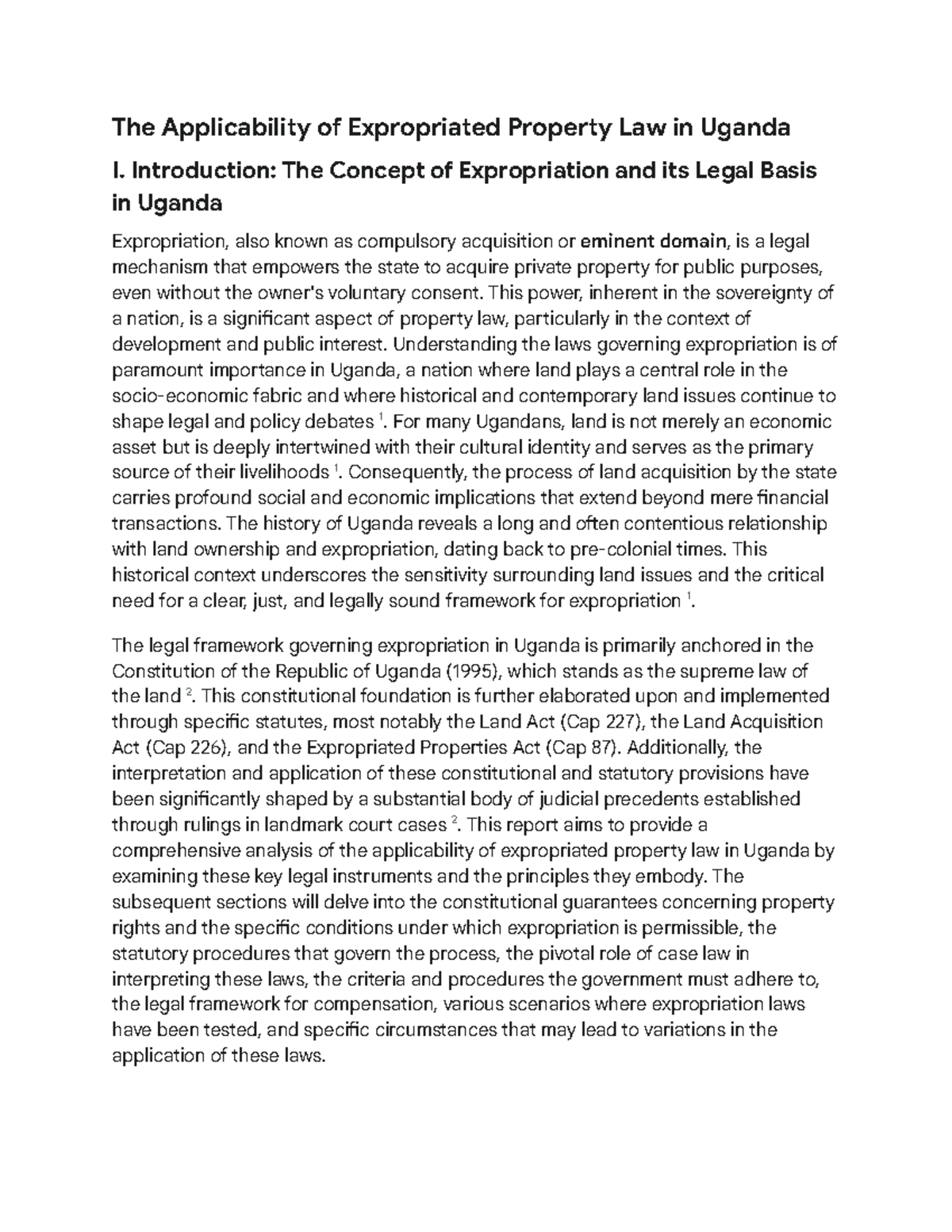 Expropriated Property Law in Uganda: Key Principles & Framework - Studocu