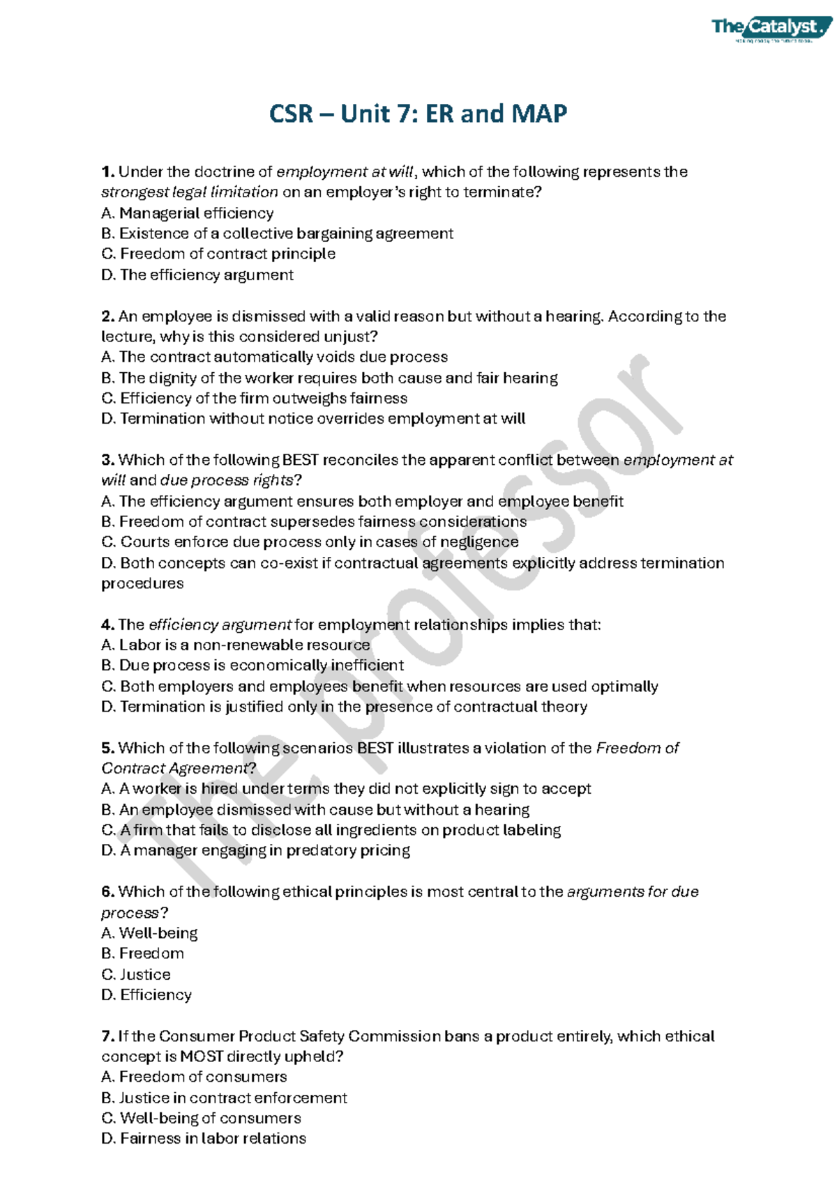 CSR – Unit 7: ER and MAP Quiz Insights and Analysis - Studocu