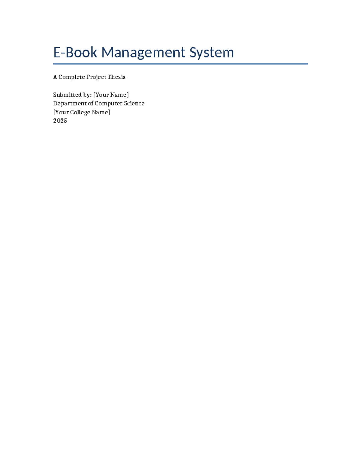 EBook Management System (CS 2025) Complete Project Thesis - Studocu