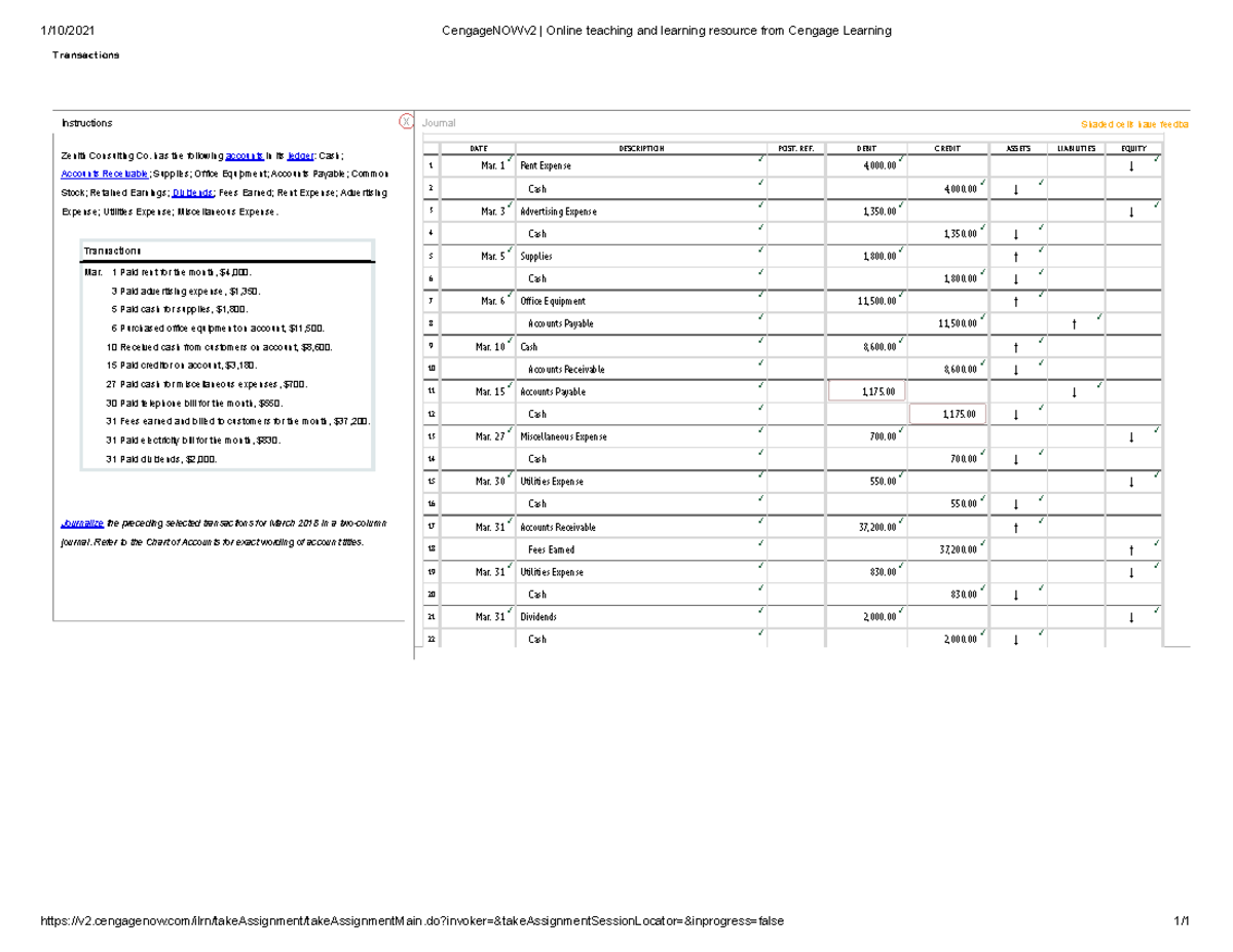 Financial Accounting Journal Entries - Zenith Consulting Co. - Studocu