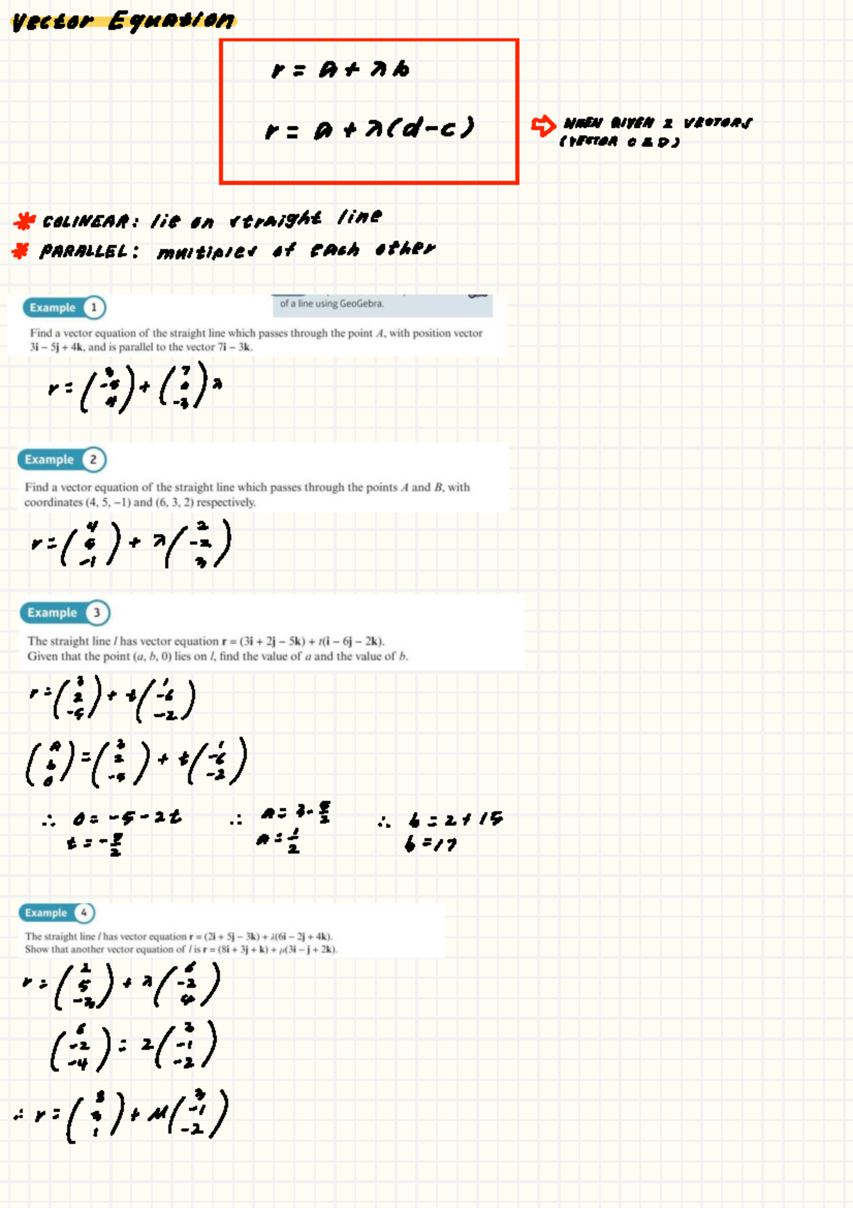 Vector Equations and Line Analysis in Vectors (MATH 101) - Studocu