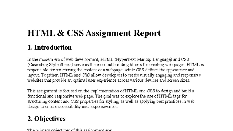HTML CSS Assignment Report: Building Responsive Web Pages - Studocu