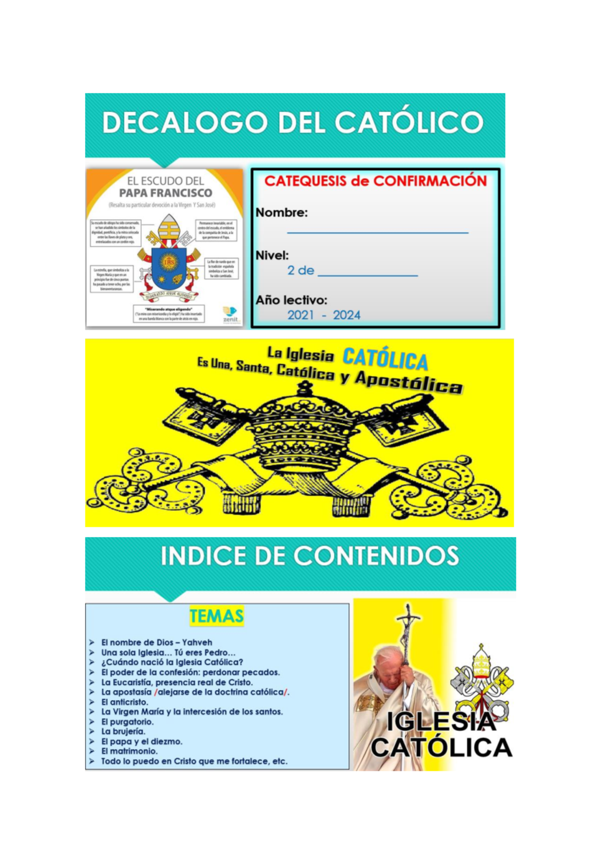 DECALOGO DEL CATÓLICO: REFLEXIONES SOBRE LA FE Y LA IGLESIA (2021-2024 ...
