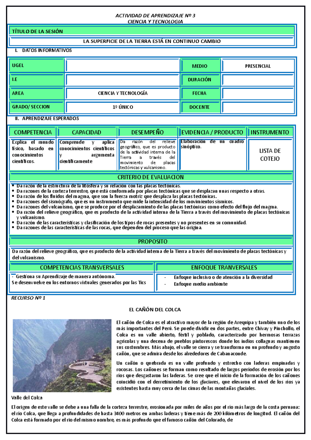 Actividad 3: Cambios en la Superficie Terrestre - Ciencia y Tecnología ...