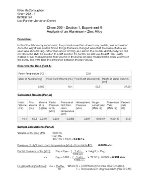 Lab Report 9 Analysis of an aluminum-zinc alloy - Lab Report: Analysis ...