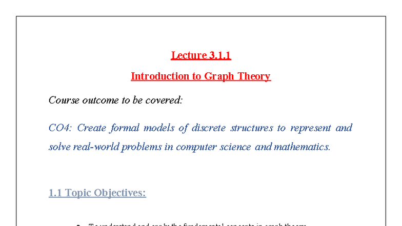 Lecture 3.1.1: Introduction to Graph Theory Concepts and Applications ...