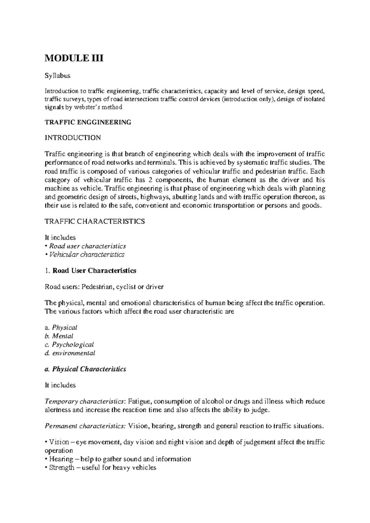S4 Transport Engineering Module 3 - MODULE III Syllabus Introduction to ...