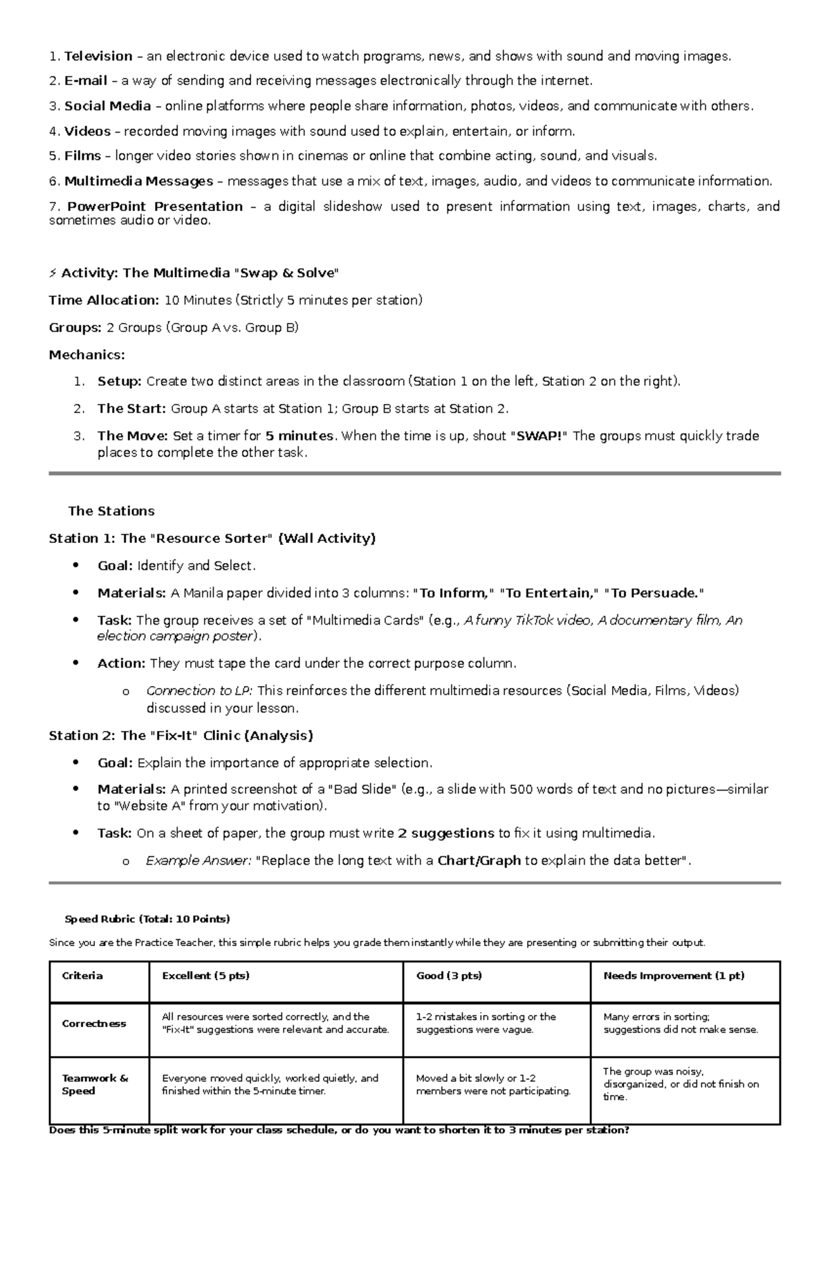Multimedia Activity Guide: Engaging Group Tasks for Learning - Studocu