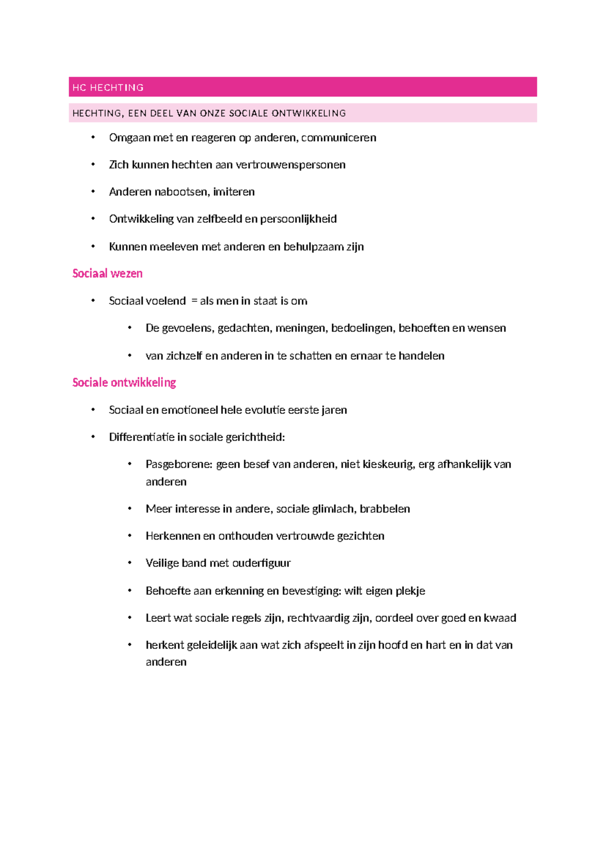 HC HECHTING: DE ROL VAN HECHTING IN SOCIALE ONTWIKKELING VAN KINDEREN ...
