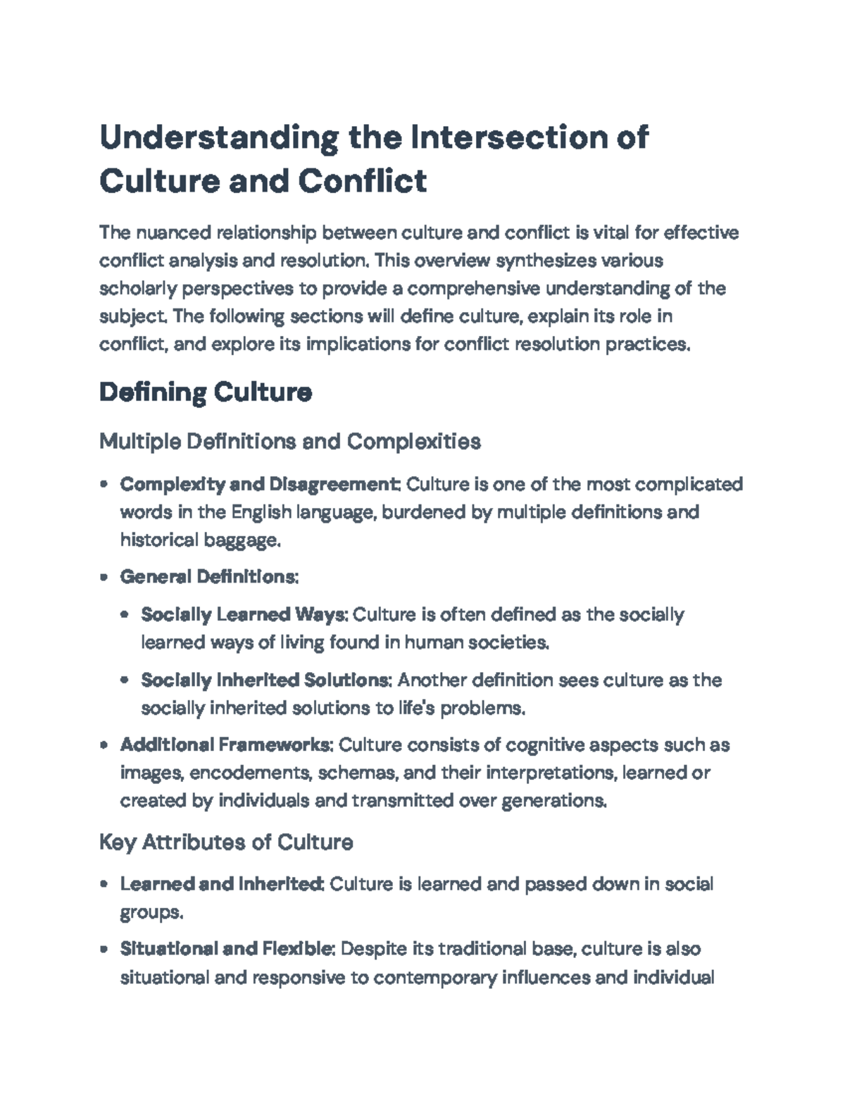 Understanding Culture's Role in Conflict Resolution (CULT 101) - Studocu