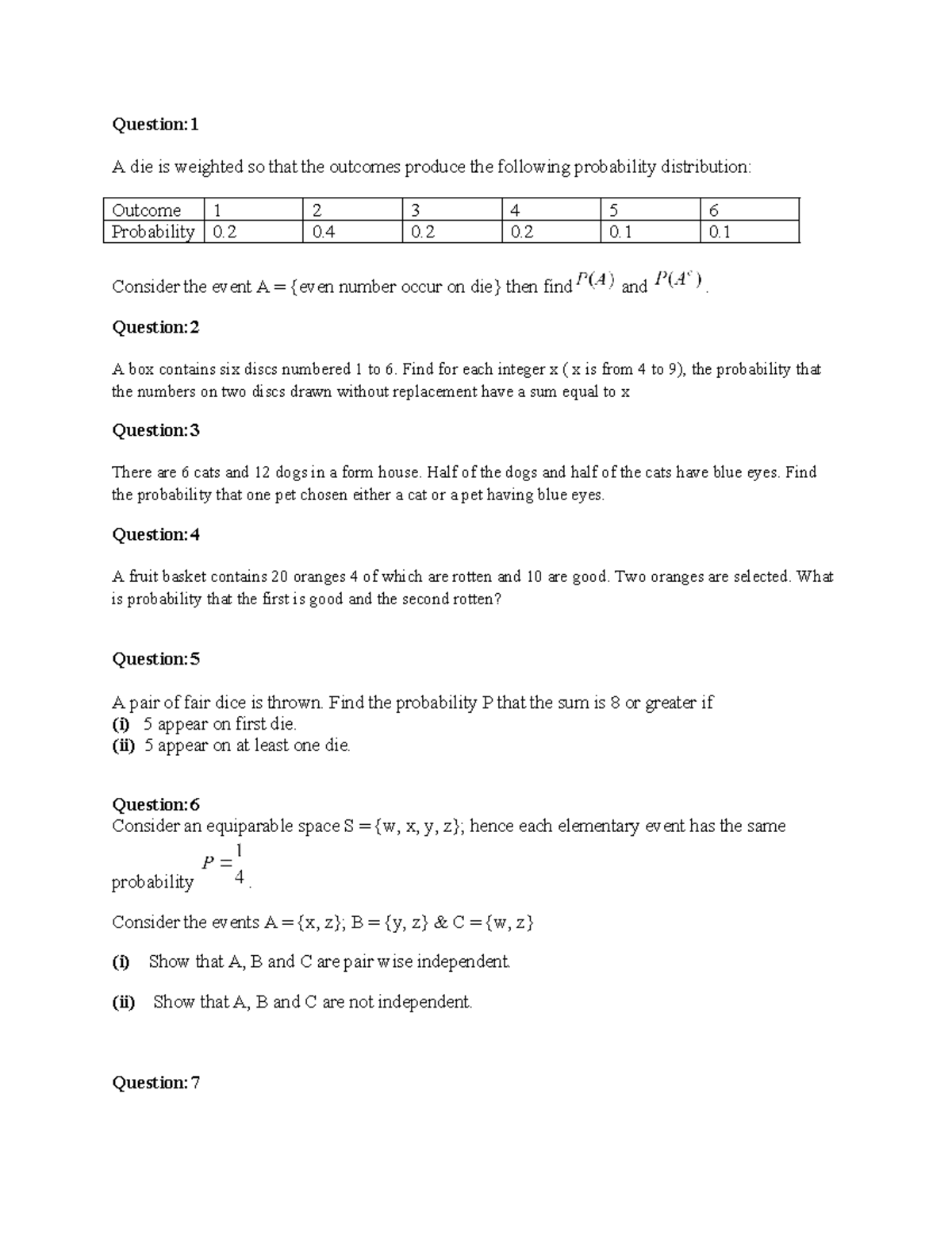 Probability Practice Questions - MATH 101 - Studocu