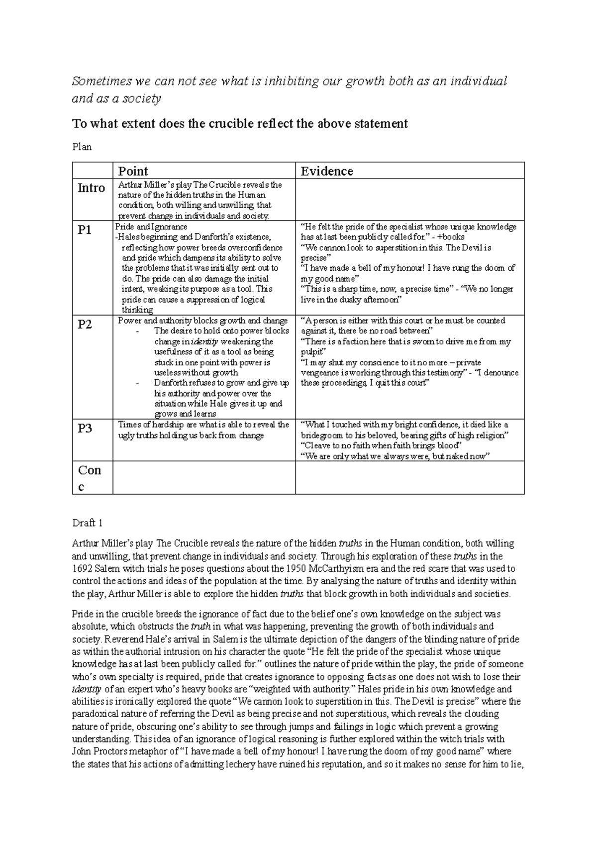 ENG 101: The Crucible - Hidden Truths and Human Growth in Crisis - Studocu