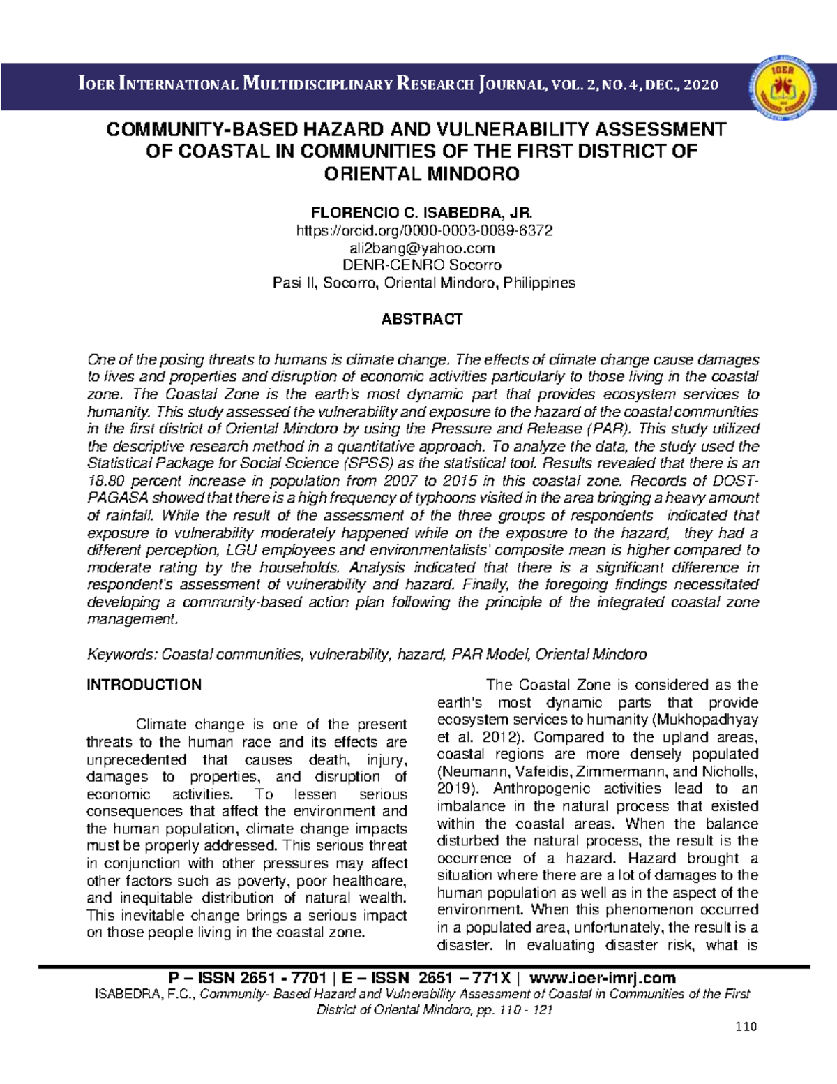 Community-Based Hazard and Vulnerability Assessment in Coastal Areas of ...