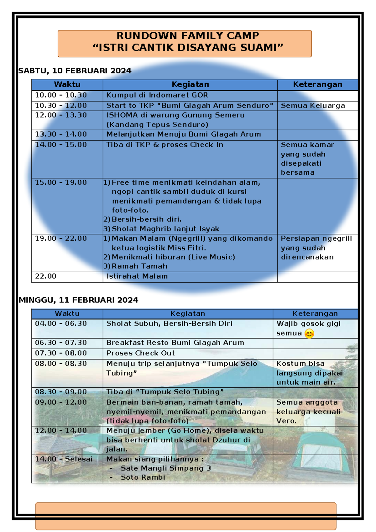 Rundown Family Camp 2024: Itinerary & Preparation Guide - Studocu