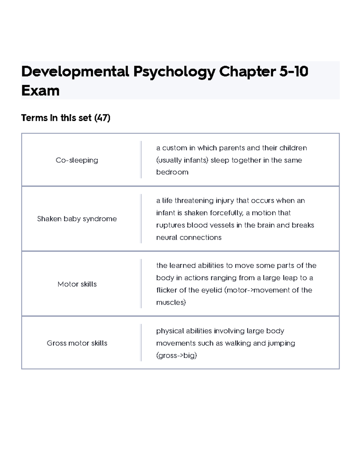 Developmental Psychology Exam Flashcards: Chapters 5-10 Review - Studocu