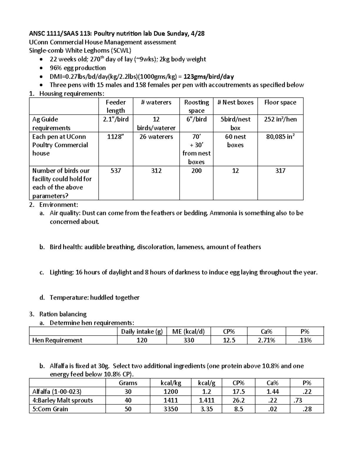 ANSC 1111/SAAS 113: Poultry Nutrition & Management Lab Guide - Studocu
