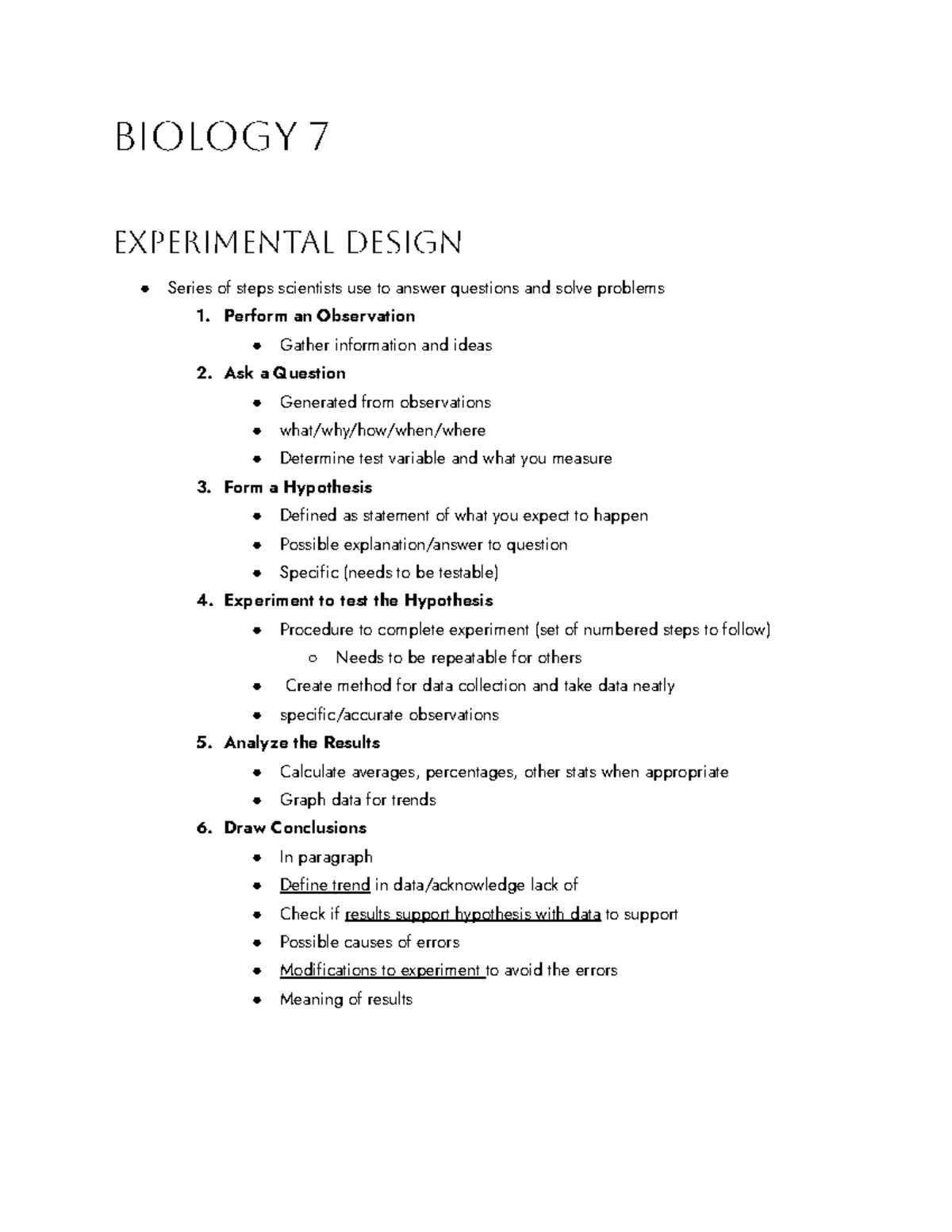 Bio 1: Steps for Scientific Inquiry and Data Analysis in Experiments ...