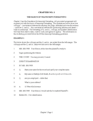 Chapter 1 The Basics of Transcript Formatting - CHAPTER NO. 1 THE ...