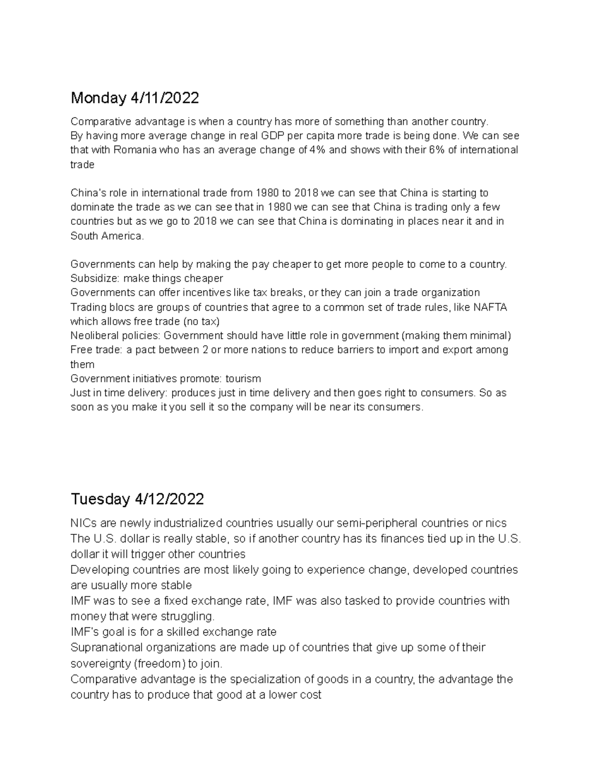 Unit 7 AP Human Geography Notes: Trade, Development, & Economic ...
