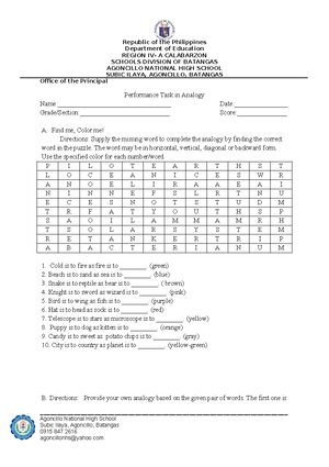 Performance Task 3 & 4 - practice material - Learning Task 4 ...