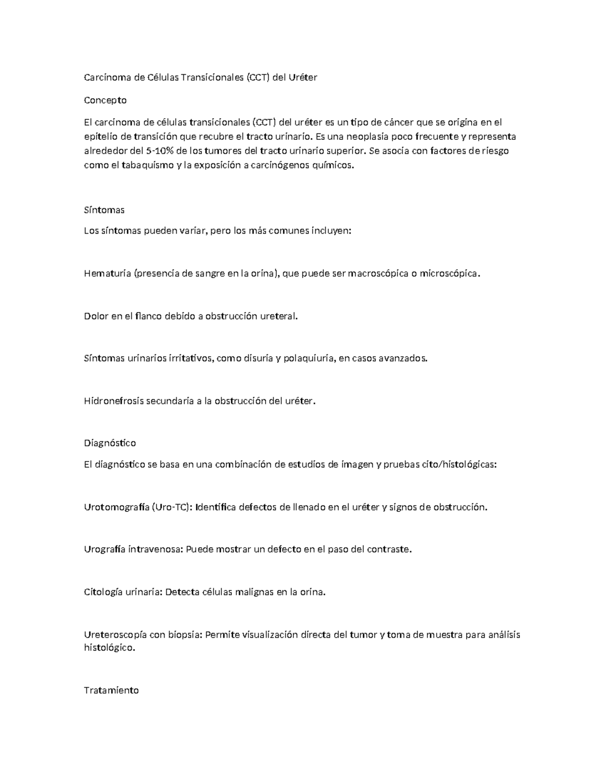 Carcinoma de Células Transicionales - Es una neoplasia poco frecuente y ...