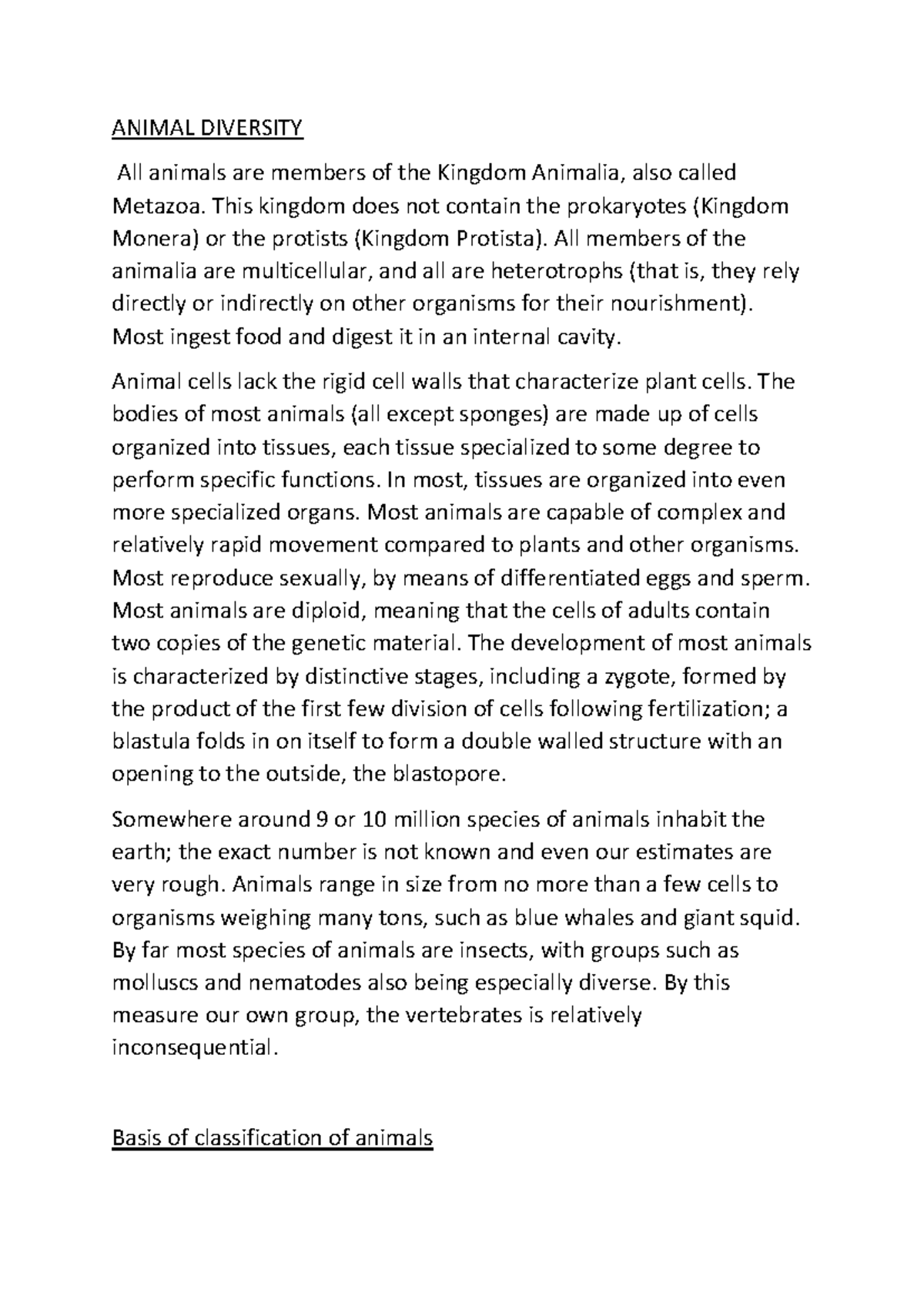 Animal Diversity: Classification & Key Features of Kingdom Animalia ...
