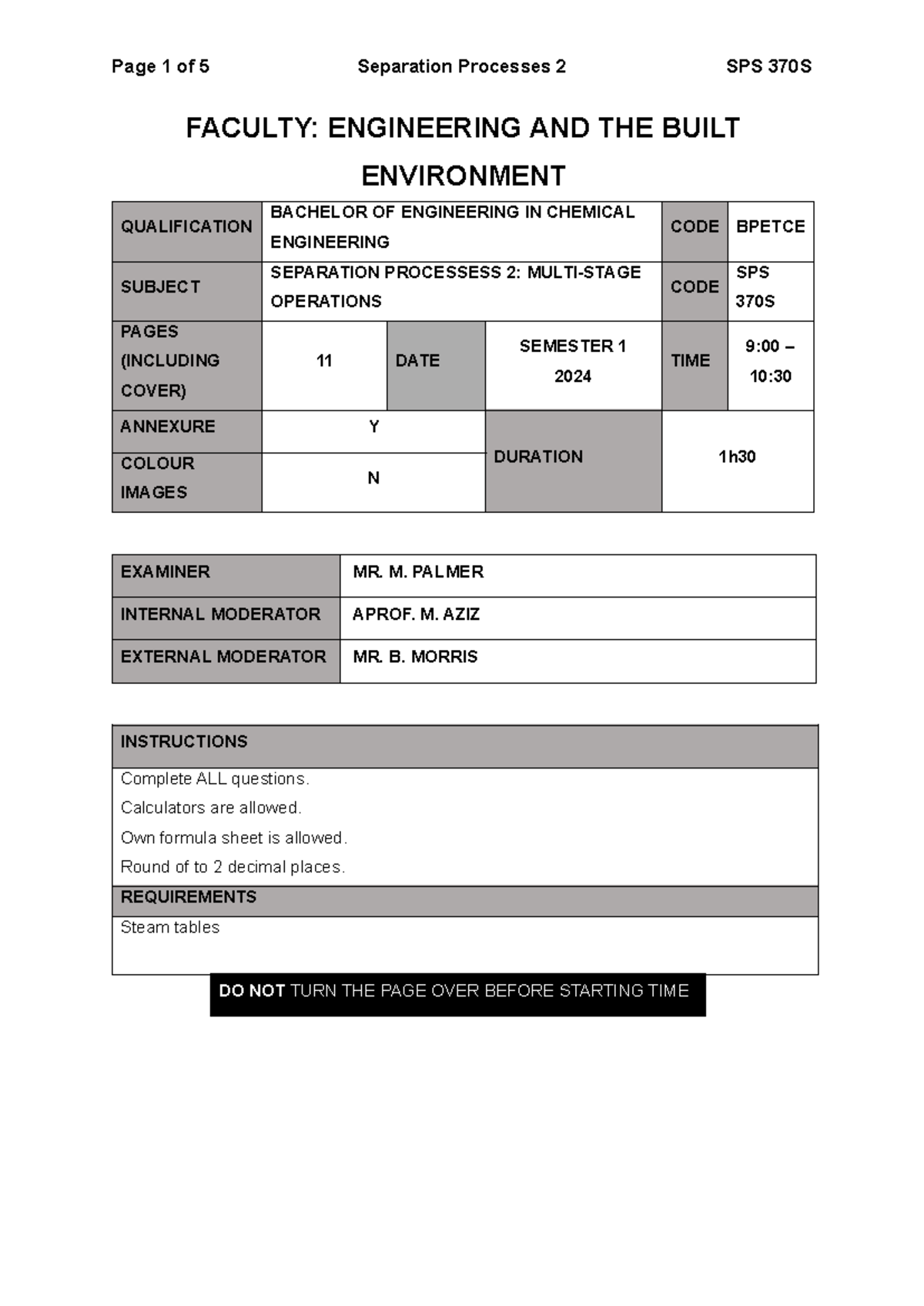 SPS 370S Separation Processes 2 - Test 2 Exam Notes 2024 - Studocu