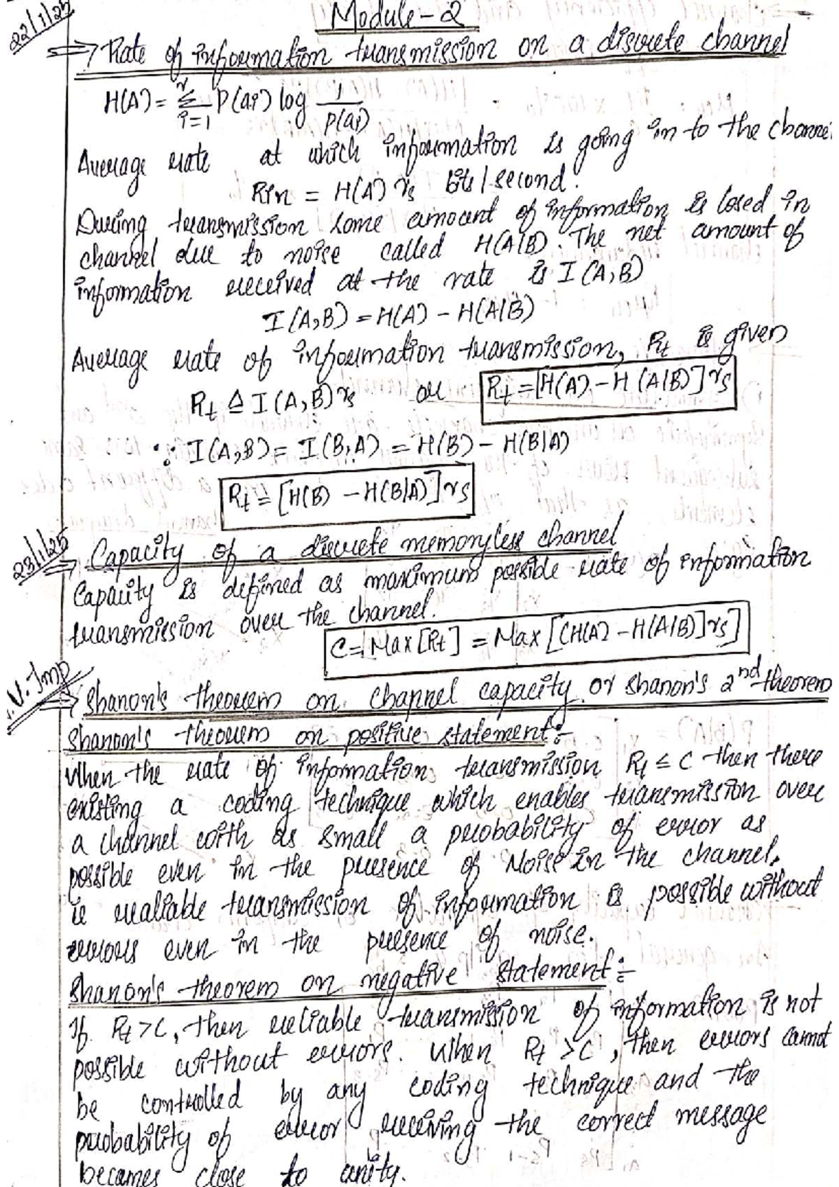 ITC - Module 2 - Information Transmission in Discrete Channels - Studocu