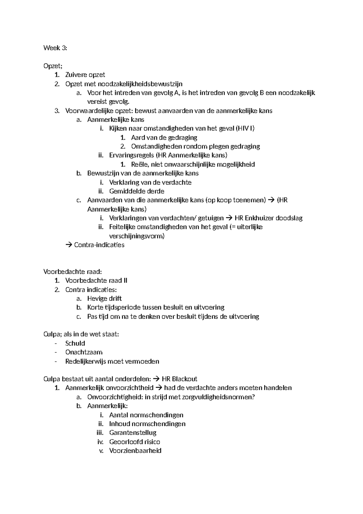 Stappenplannen Materieel Strafrecht BA-2: Opzet, Culpa & Poging ...