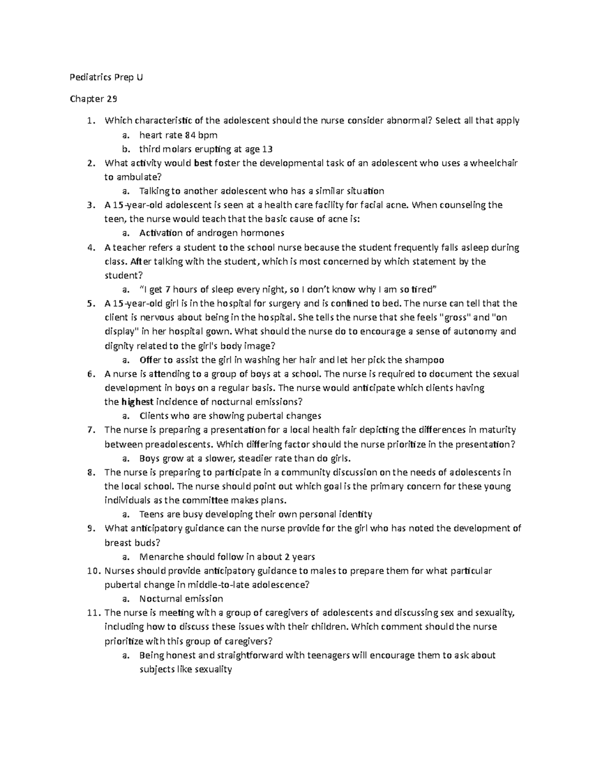 Pediatrics Prep U CH 29 - Key Questions and Concepts for Study - Studocu