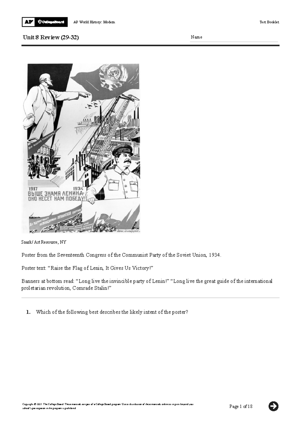 AP World History: Modern Unit 8 Review Test Booklet with Answers - Studocu