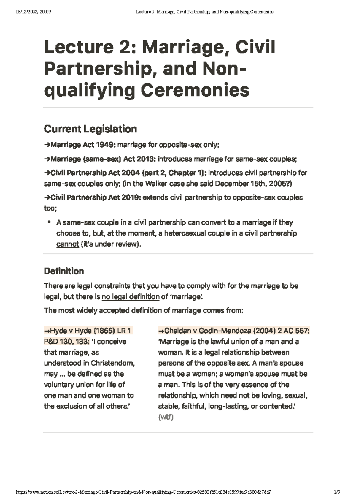 Lecture 2: Understanding Marriage, Civil Partnership & Legal Contexts ...