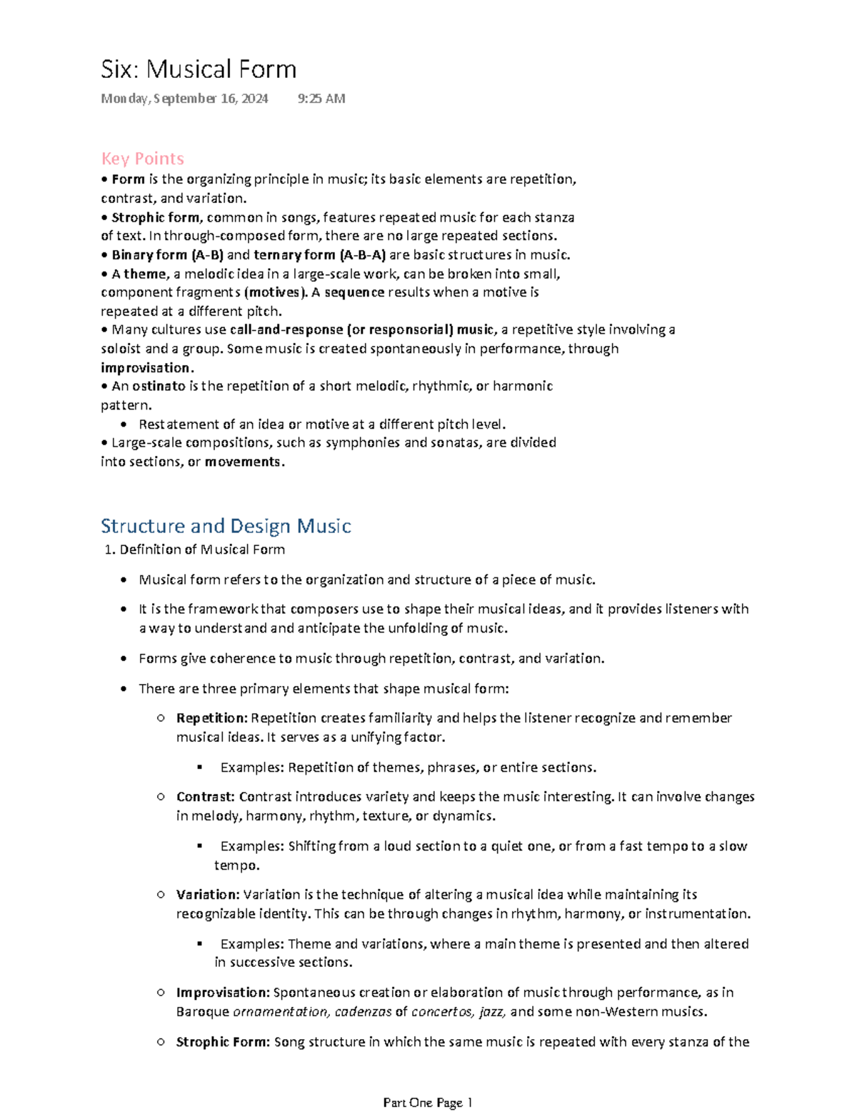 Chapter 6: Understanding Musical Form in Music Studies - Studocu