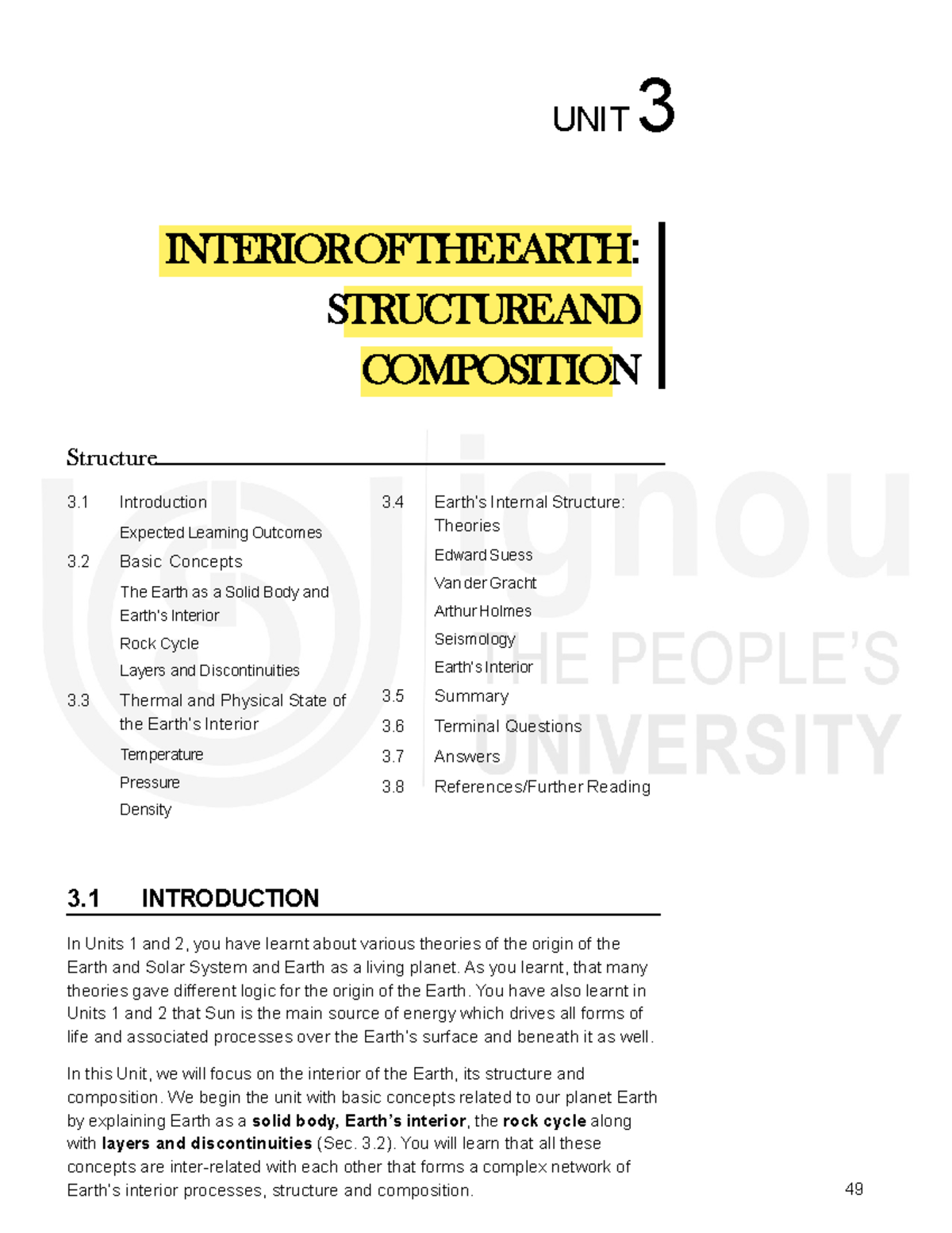 Unit 3: Interior of the Earth - Structure & Composition Overview - Studocu