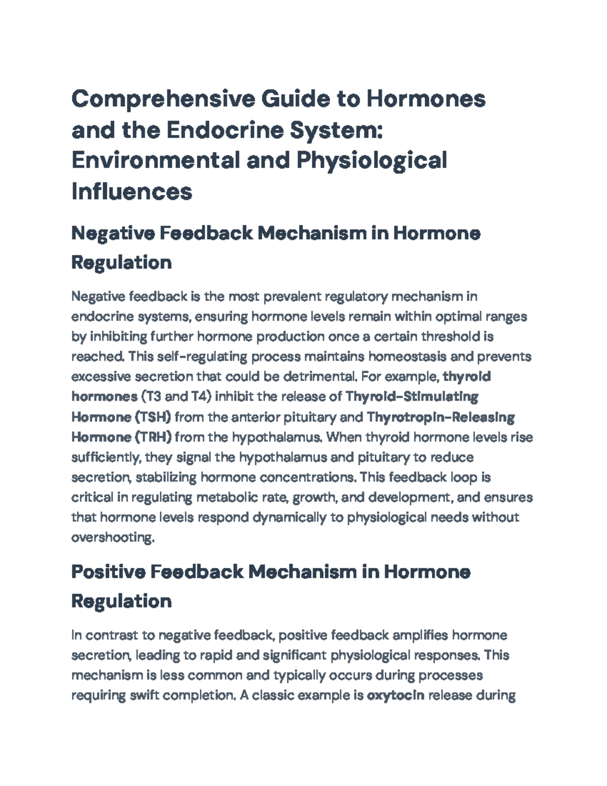 Comprehensive Overview of Hormonal Regulation in Endocrine Systems (BIO ...