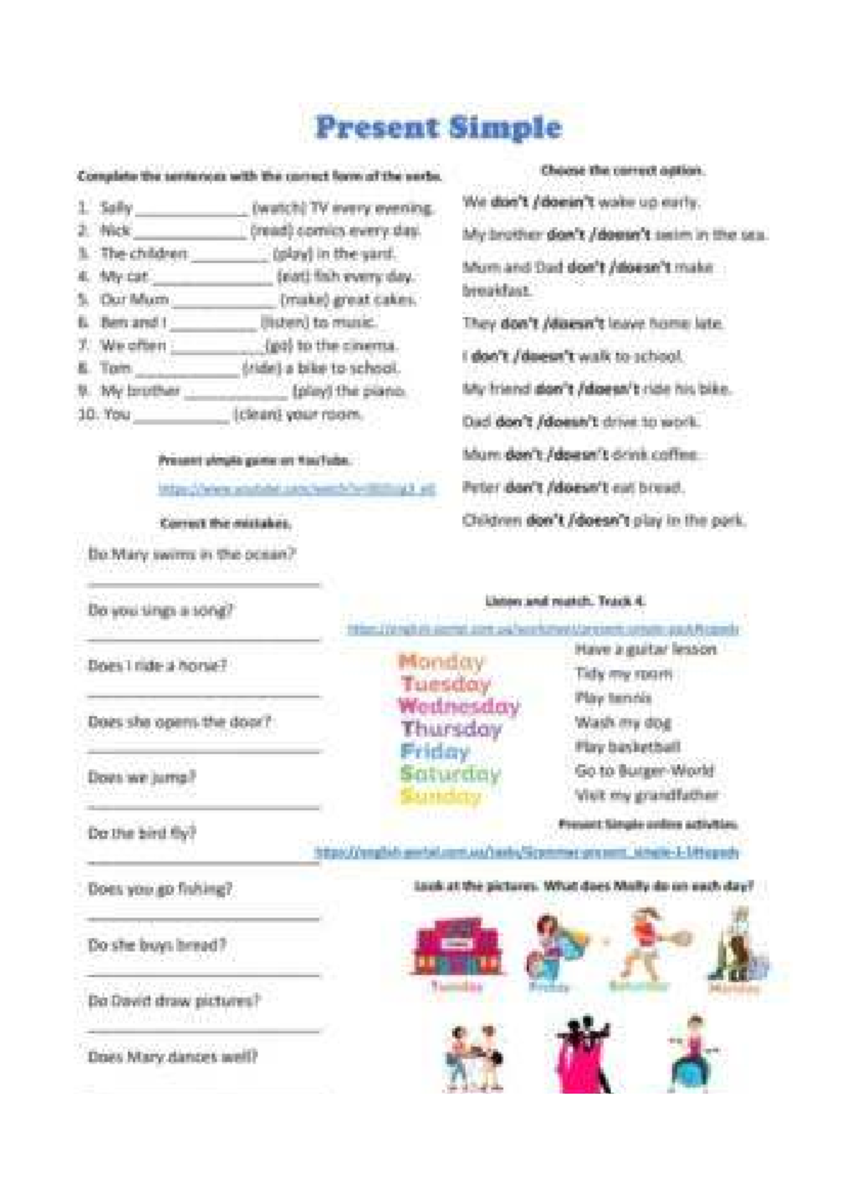 English Exercise A1: Present Simple Tense Practice - Studocu