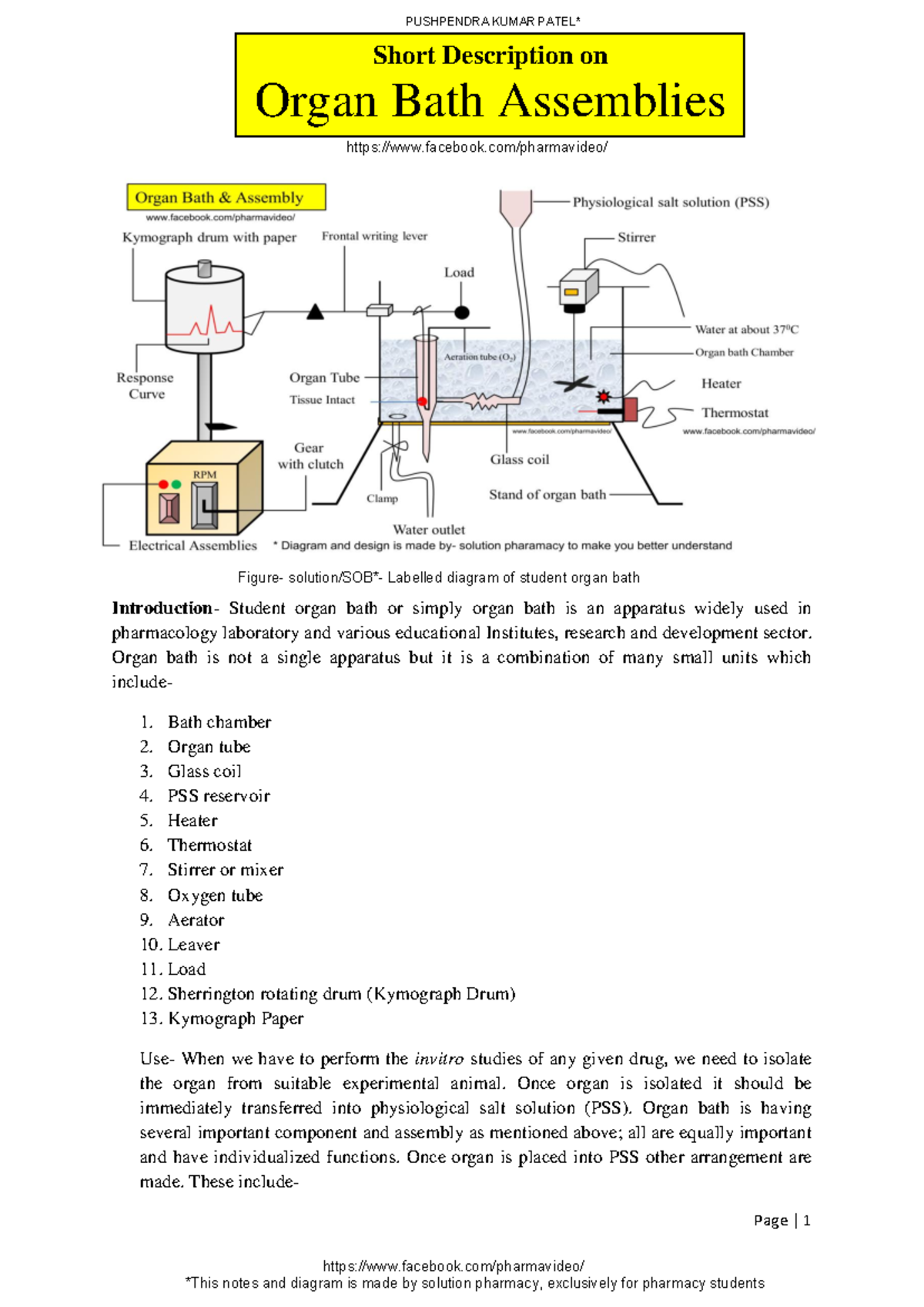 Organ Bath Apparatus for Pharmacology Studies (BATH) - Studocu