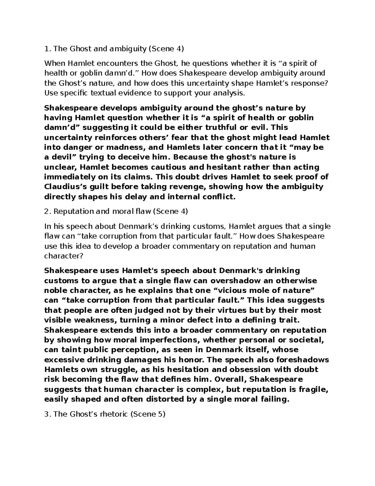 Hamlet Analysis: Ambiguity, Morality, and Revenge (Act 1, Scenes 4-5 ...