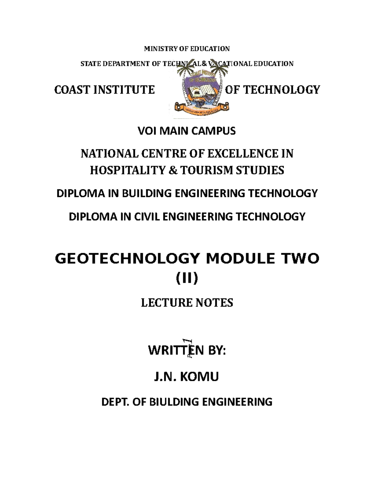 Geotechnology Module II Lecture Notes - Comprehensive Overview - Studocu