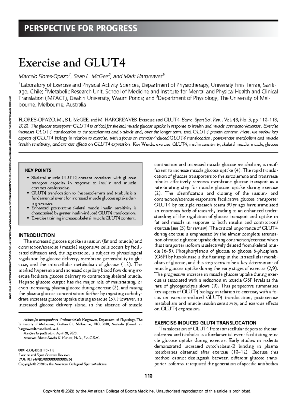 Exercise and GLUT4 - anatomy - Downloaded from journals.lww/acsm-essr by - Studocu